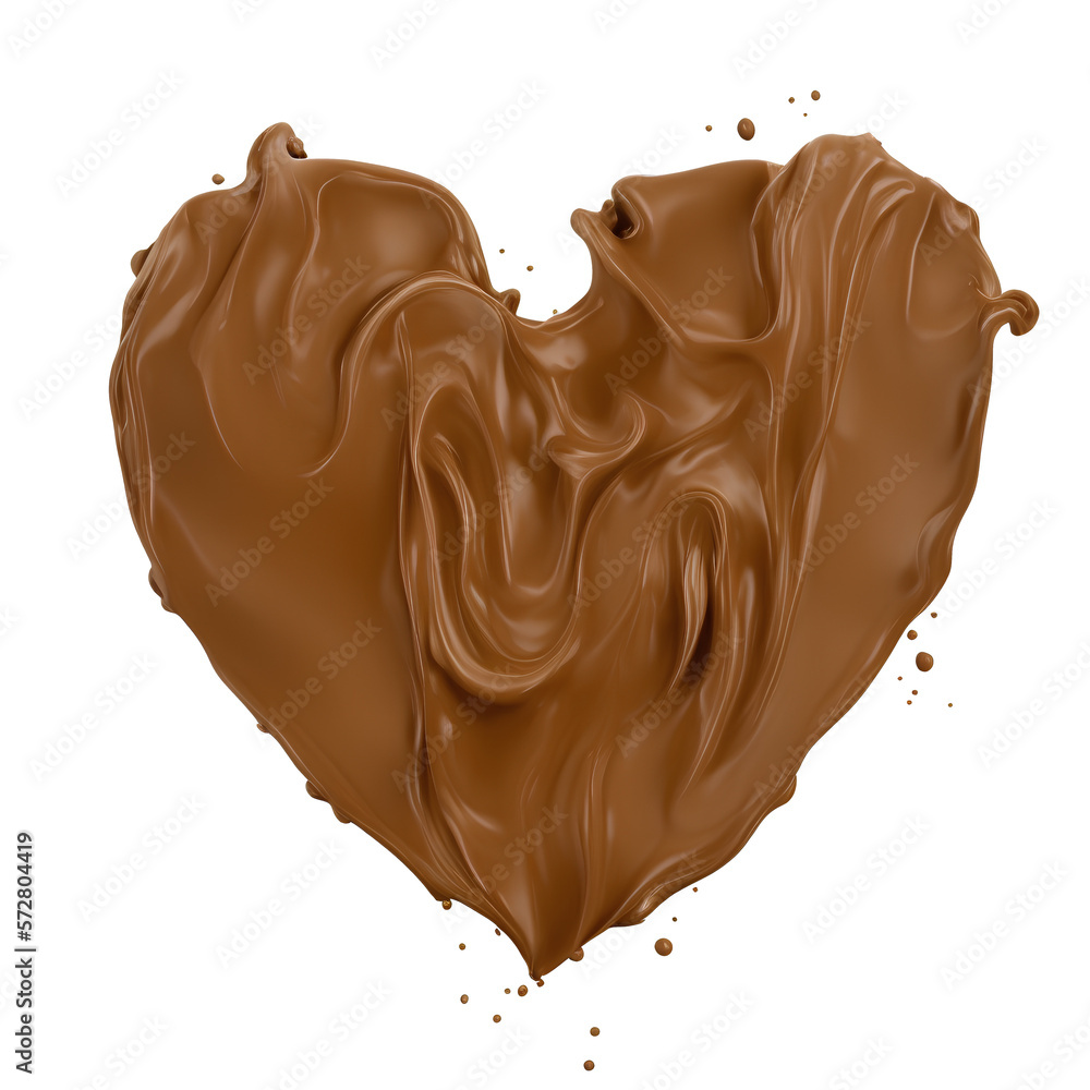 Splash and melting heart shaped chocolate element illustration ...