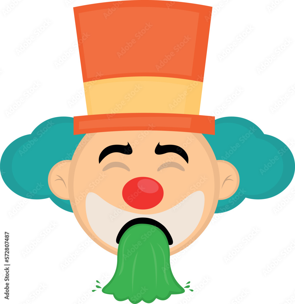 vector illustration face clown cartoon vomiting Stock Vector | Adobe Stock