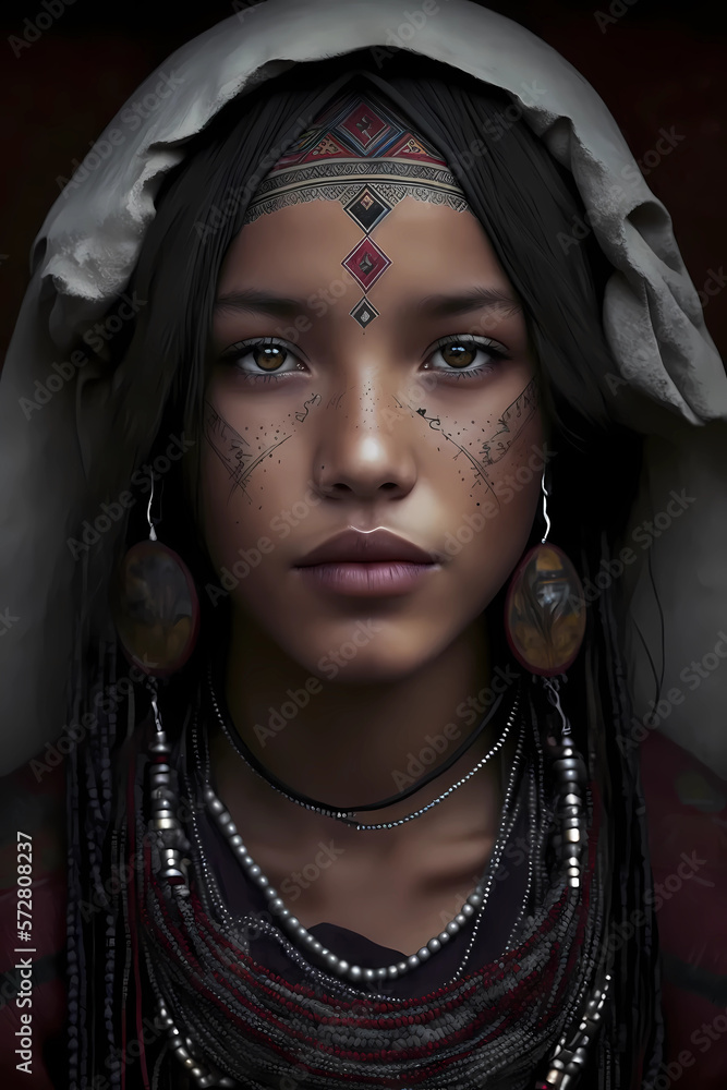 A fictional person, Portrait of a young berber amazigh woman ...