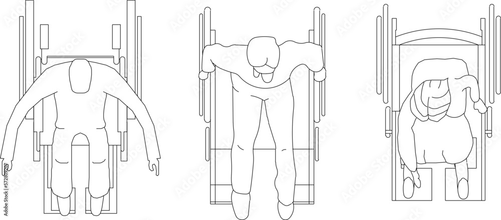 Vector sketch illustration of a disabled person using a wheelchair ...
