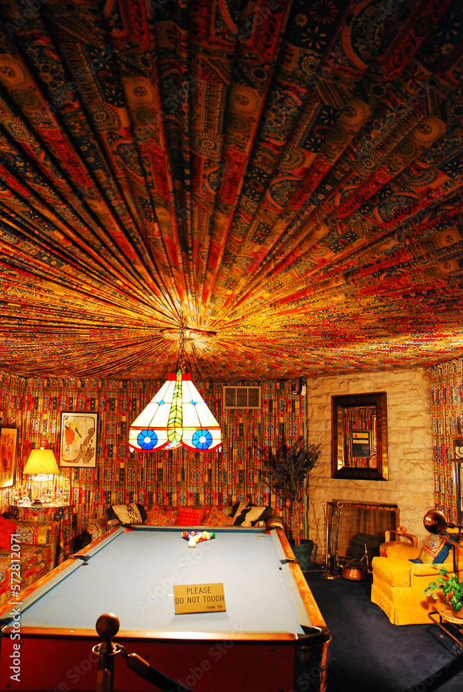 The Lavish Decor of the Pool Room in Elvis Presley's Graceland shows ...