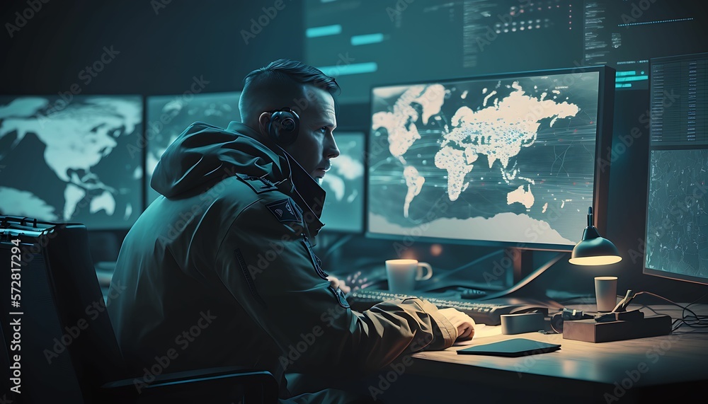Military Concept. Military Surveillance Officers Work in the ...