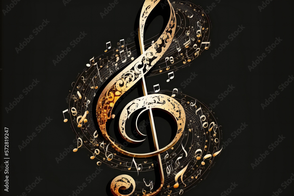 Musical note staff treble clef notes musician concept, music and sound ...