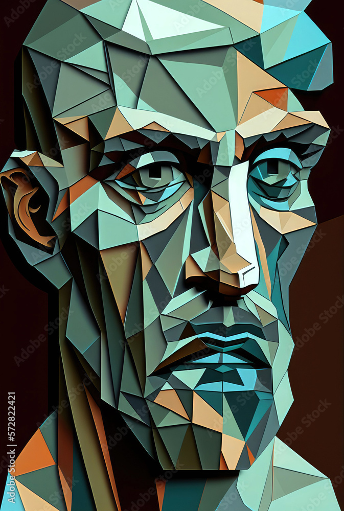 thinking fast and slow in the style of cubist, cubist face portrait, ai ...