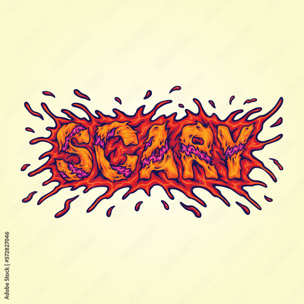 Scary horror font hand lettering text vector illustrations for your ...