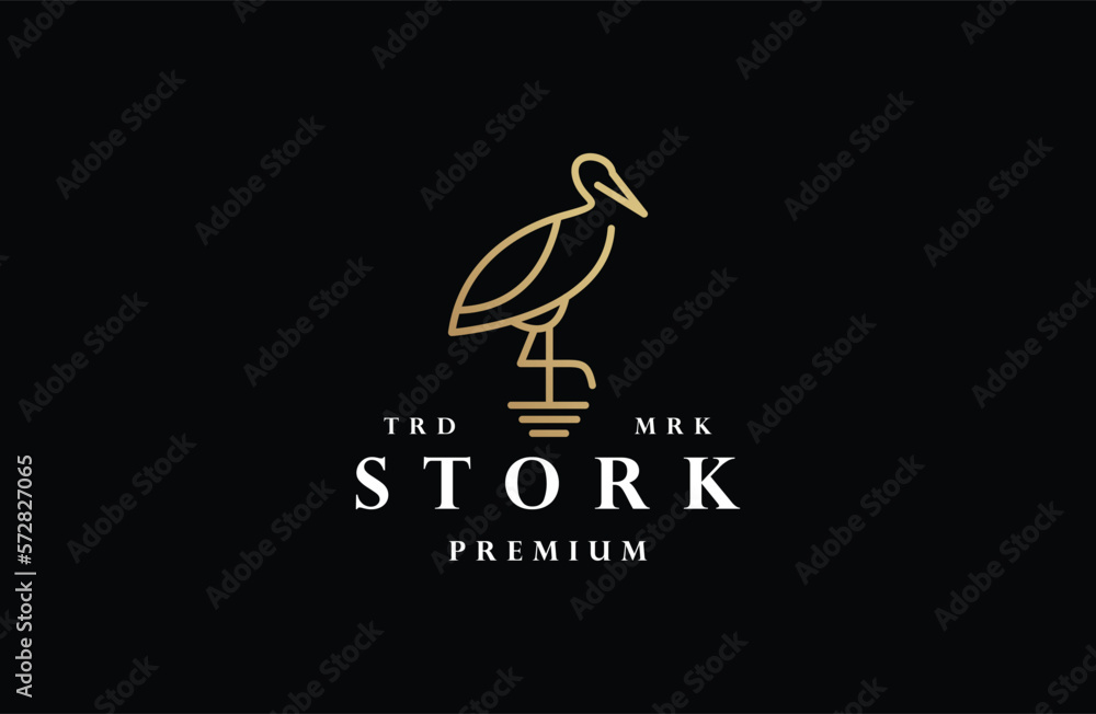 stork outline premium logo. Stork logo Stock Vector | Adobe Stock