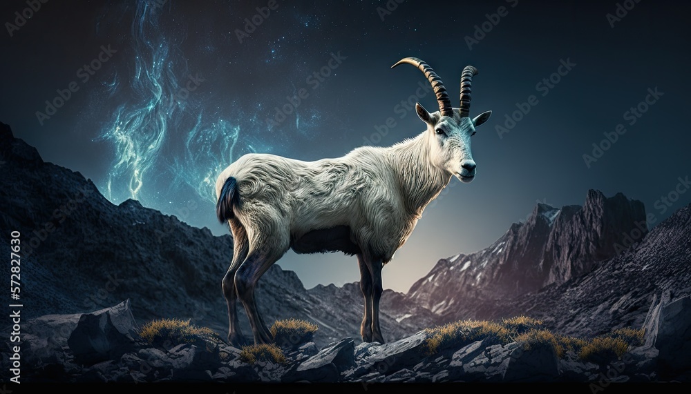 Cool, Epic, Artistic, Beautiful, and Unique Illustration of Alpine Goat ...