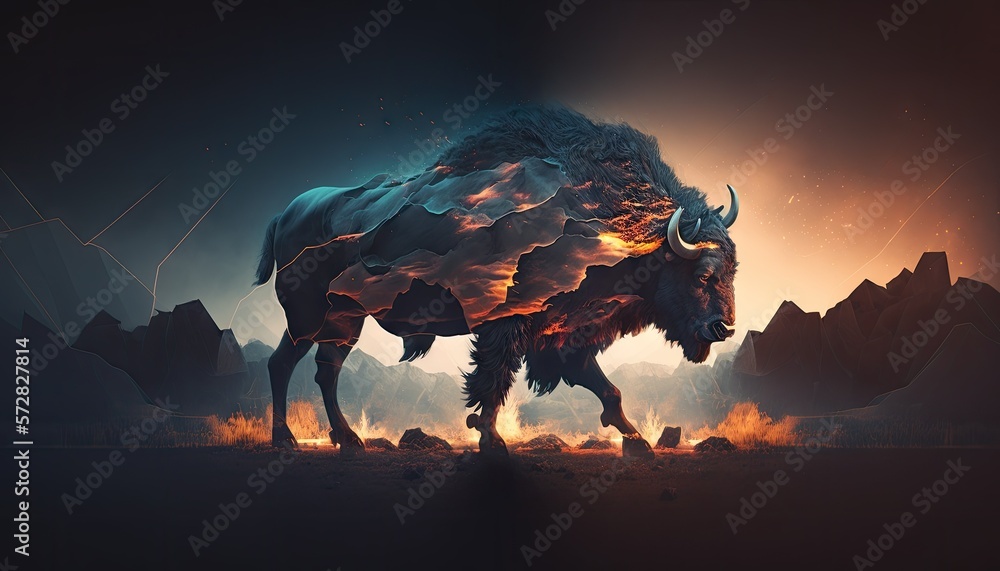 Cool, Epic, Artistic, Beautiful, and Unique Illustration of Bison ...