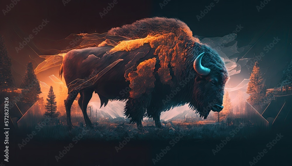 Cool, Epic, Artistic, Beautiful, and Unique Illustration of Bison ...