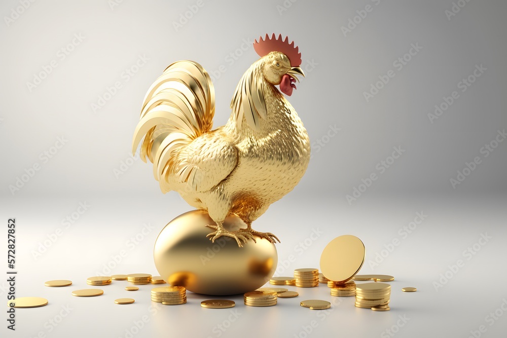 gold chicken created using AI Generative Technology Stock Illustration ...