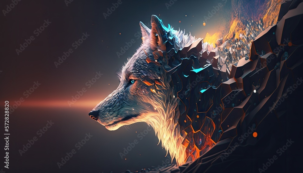 Cool, Epic, Artistic, Beautiful, and Unique Illustration of Wolf Animal ...