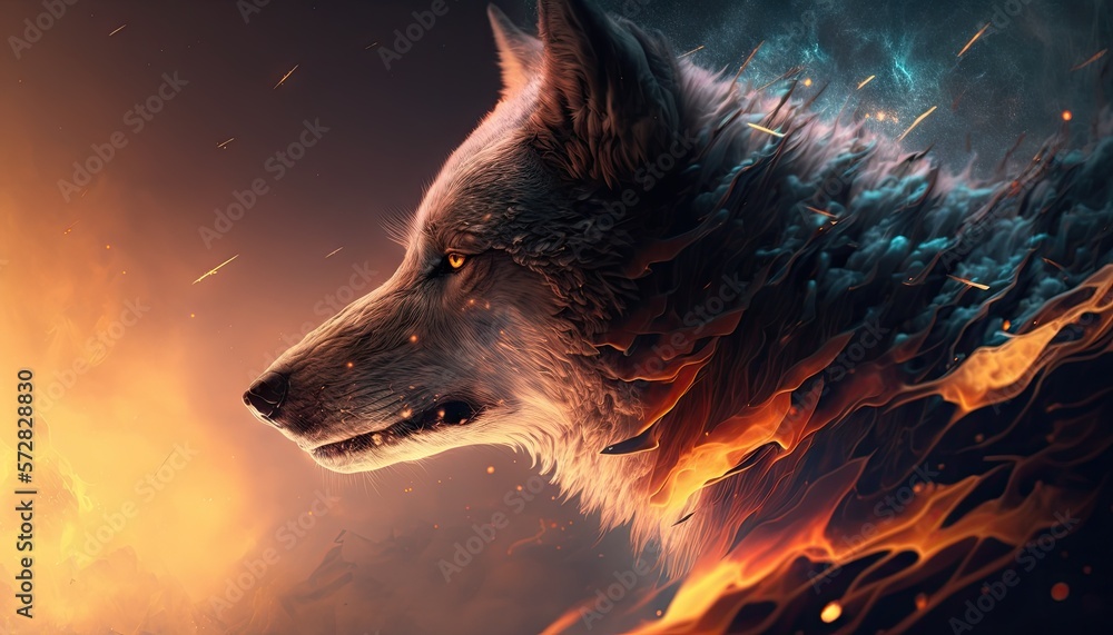 Cool, Epic, Artistic, Beautiful, and Unique Illustration of Wolf Animal ...