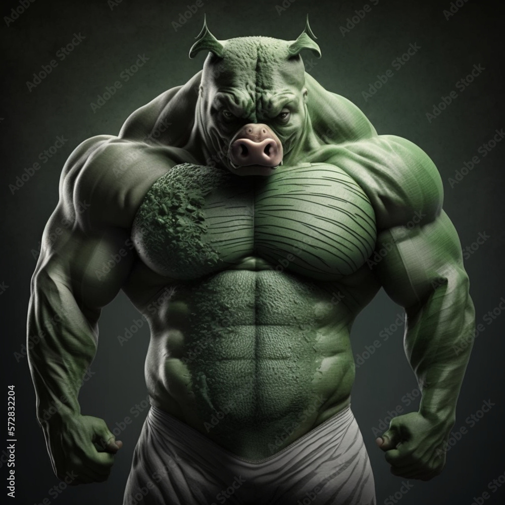 "The Incredible Green Hog" - AI Generated Stock Illustration | Adobe Stock