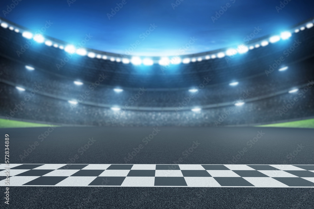 Empty race track night background 3d illustration Stock Illustration ...