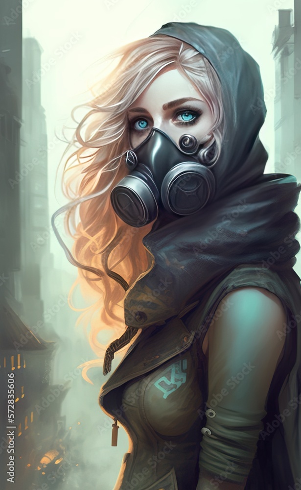 In an intriguing and edgy illustration, an elegant lady wearing a gas ...
