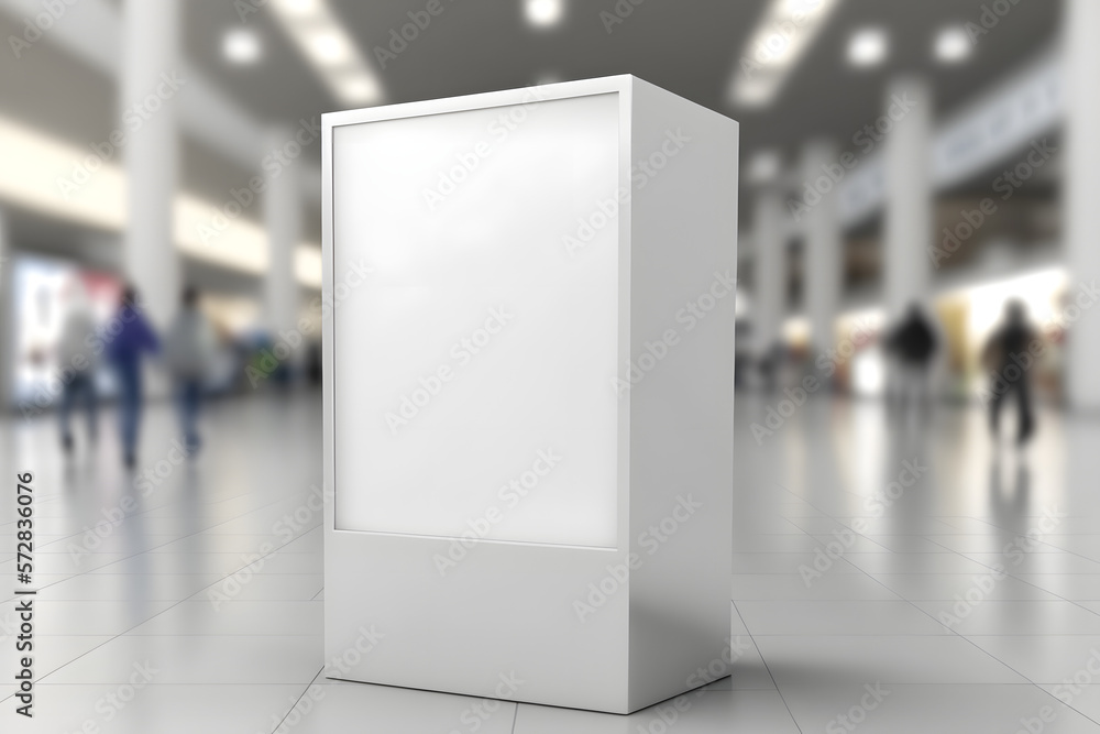 Empty white digital mall kiosk billboard, blank light box advertisement ...