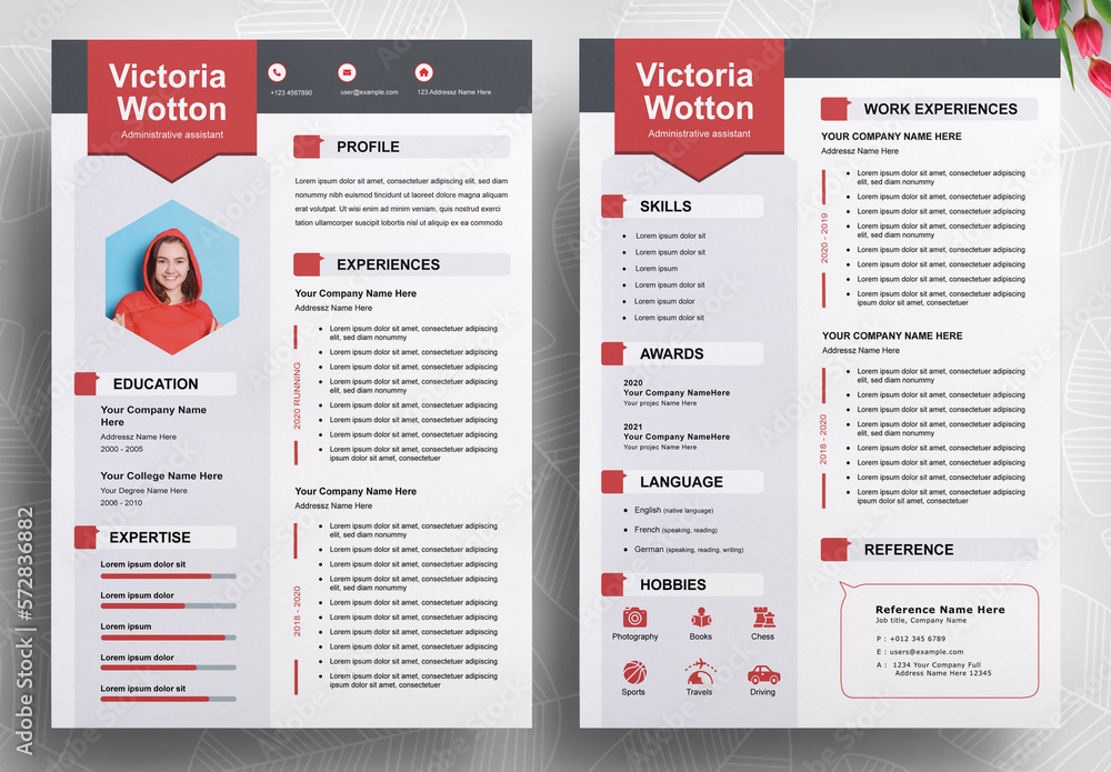 Digital Profile Resume Design Stock Template | Adobe Stock