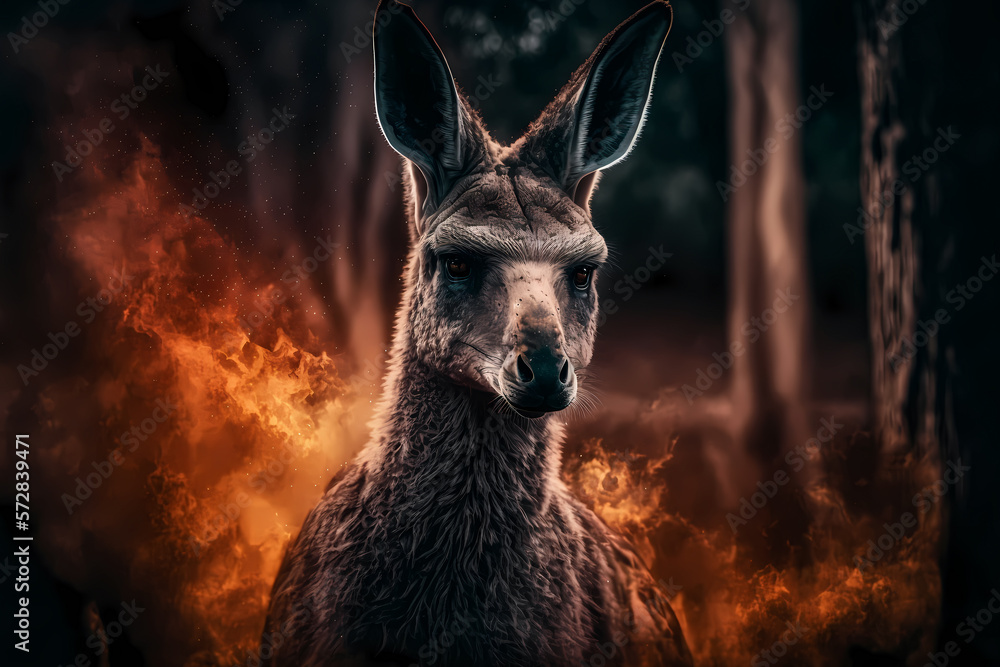 Burning forest Australia due to drought and bonfire from people. Face ...