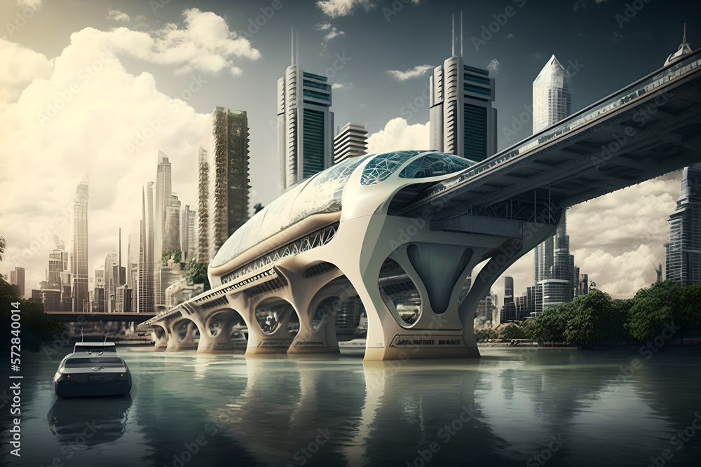 Amazing futuristic architecture of a modern city in asia, australia or ...