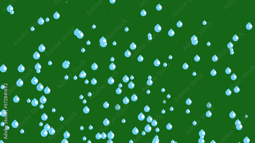 falling water animation, footage of water drops falling on green screen ...