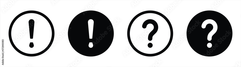 exclamation mark and question mark icon set, style symbol sign ...