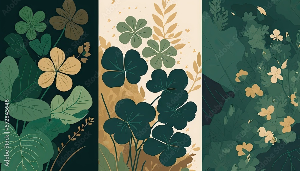 Saint Patrick's Day Geometric Shapes with Nature-inspired designs and ...