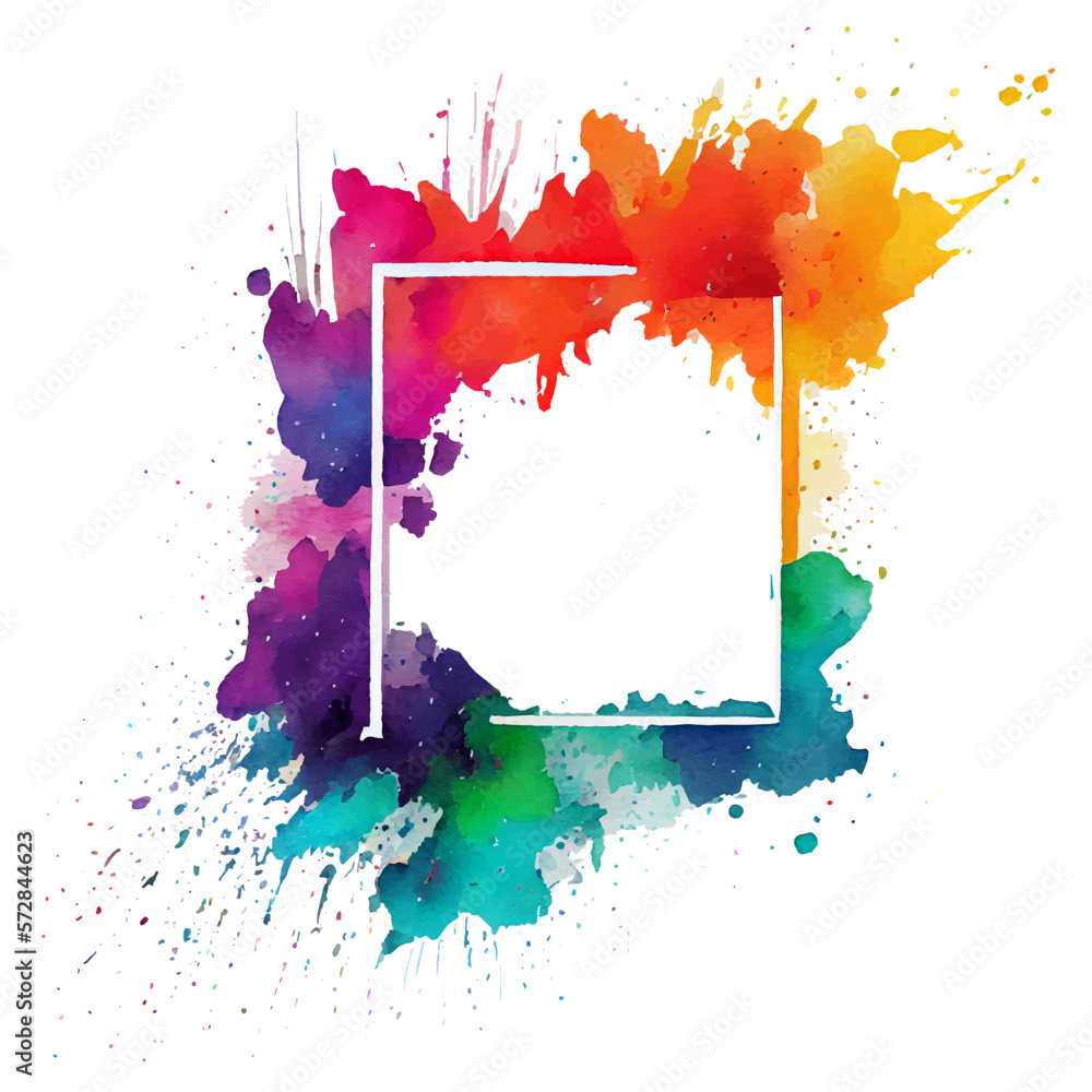 vector illustration of colorful frame watercolor splash isolated on ...