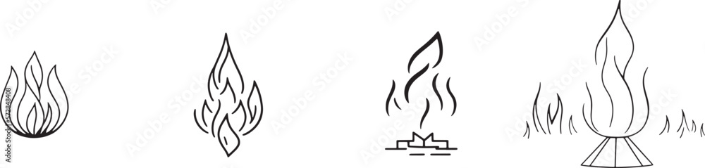 Simple Hand-Drawn Bonfire Outline in Flat Design Stock Vector | Adobe Stock