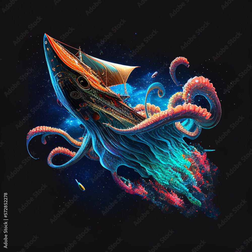 squid spaceship generative ai Stock Illustration | Adobe Stock