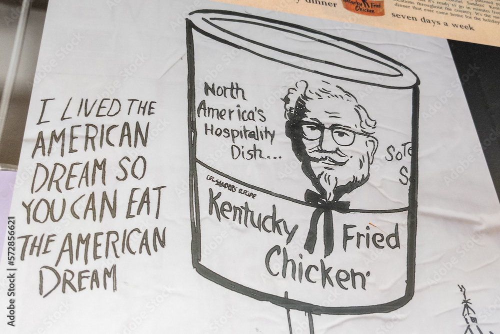 Foto de kfc logo sign and brand text on old wall advertising of ...