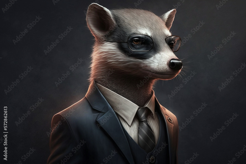 A illustration of an animal wearing a suit, symbolizing professionalism ...