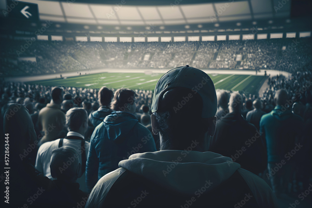 Professional Football Stadium with a Sea of Fans Supporting their Teams ...