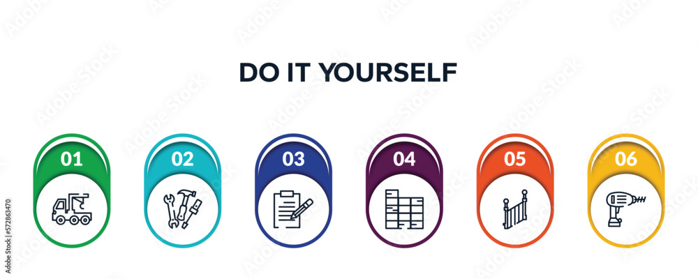 do it yourself outline icons with infographic template. thin line icons ...