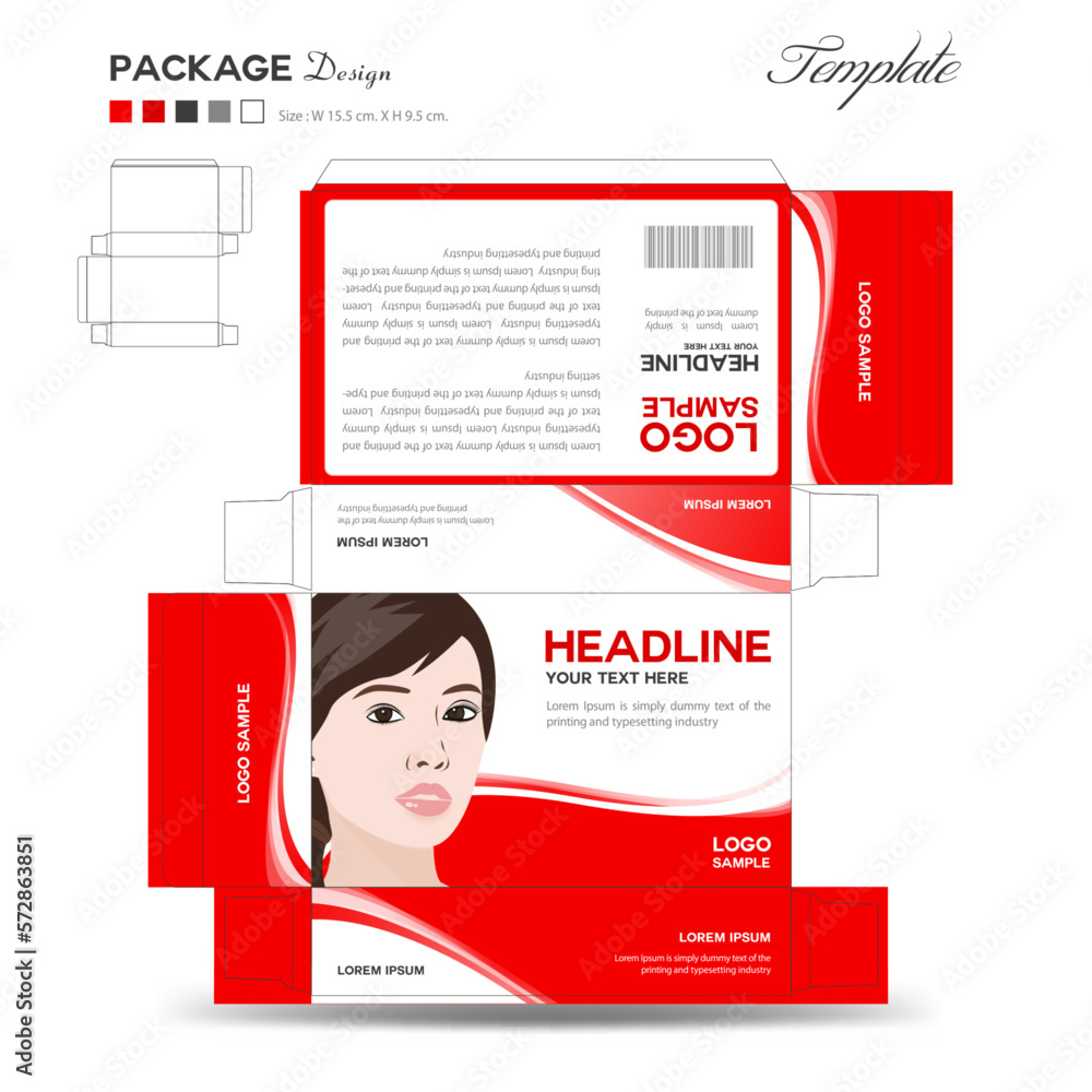 Supplements and Cosmetic box design, Package design template, box ...