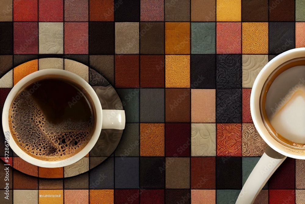 Coffee cup in amish quilting style, concept of Patchwork and Textiles ...