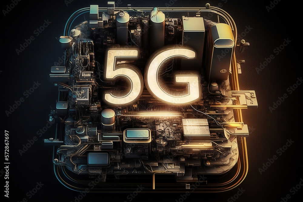 Illustrazione Stock 5G technology connects the entire city. Future ...