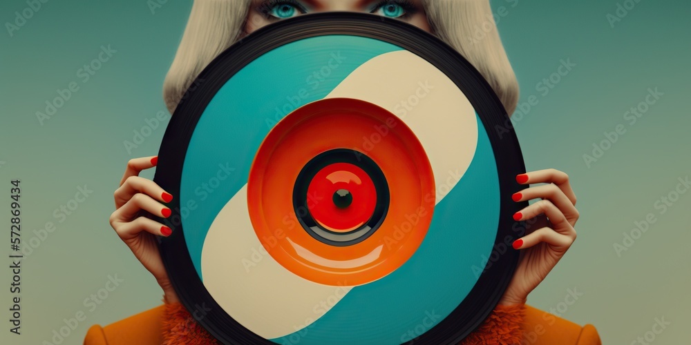 Weird Person Holding Nostalgic Item Such As Vinyl Record Or An Old weird-person-holding-nostalgic-item-such-as-vinyl-record-or-an-old