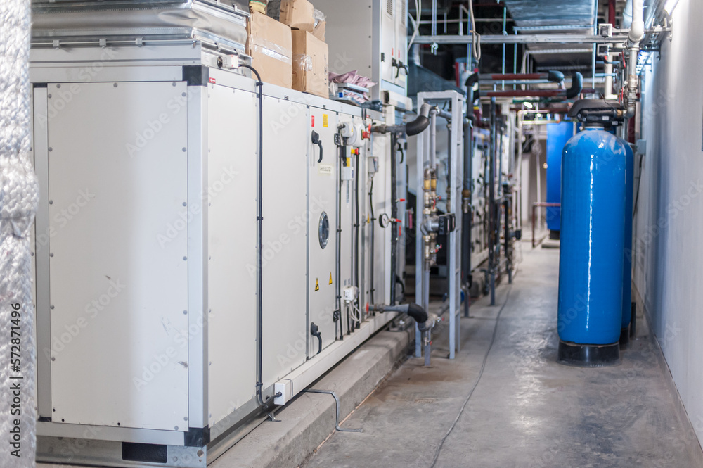 Huge industrial boiler services and air handling unit in the ...