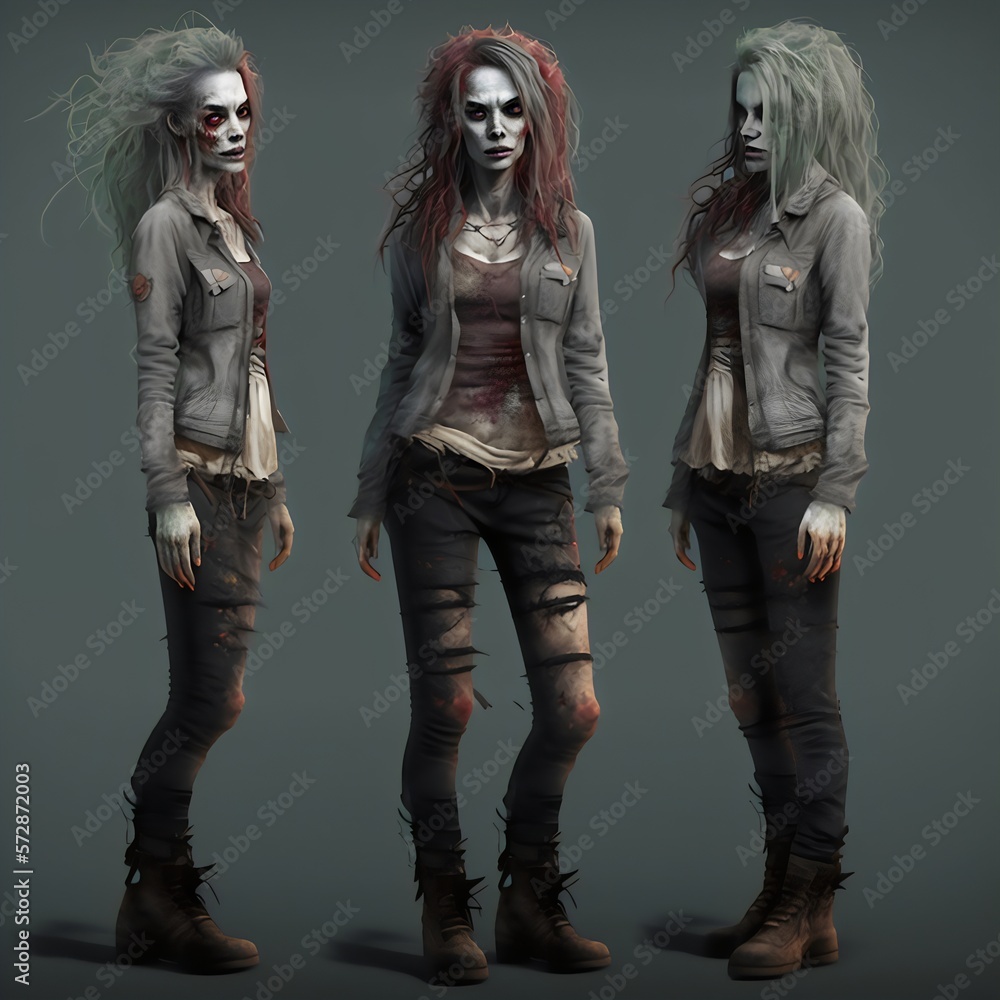 Zombie female concept artcreated with AI Stock Illustration | Adobe Stock