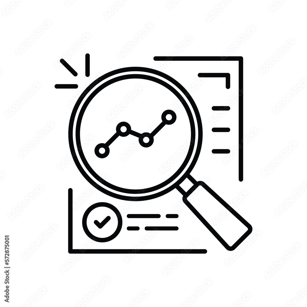 data quality assessment or study case thin line icon. concept of fraud ...