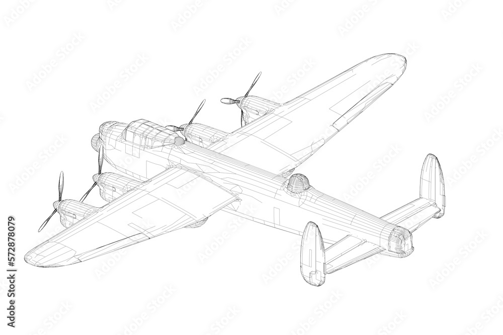 3d illustration. A four -engine heavy English bomber from the Second ...
