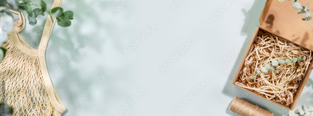 Eco friendly shopping and delivery banner. Environment, sustainable ...