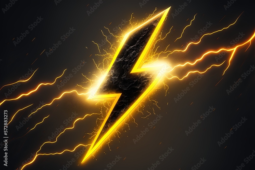 Illustration of a yellow graphic element design backdrop including an electrical light logo ...