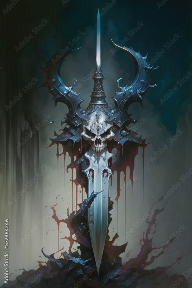 demon sword, whose wickedly curved blade drips with poisonous ichor and ...