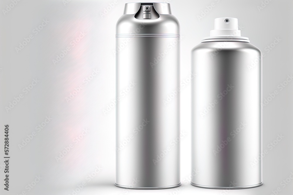 Isolated on white, top view of realistic packaging mockup of a spray ...