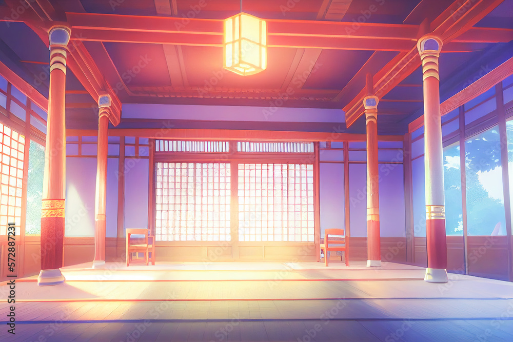 Fantasy Japanese's shrine anime style wallpaper. Stock Illustration ...