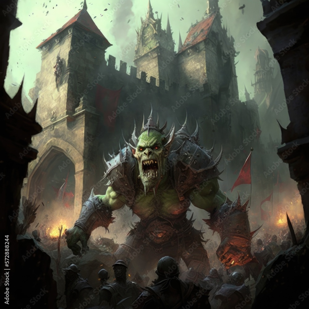 castle besieged by a horde of savage orcs, fantasy art, AI generation ...