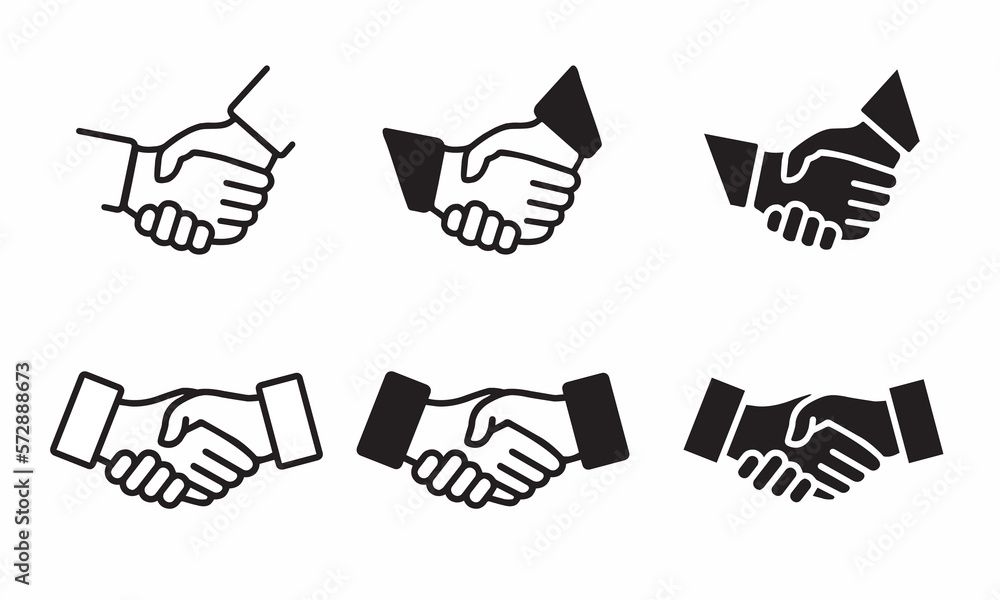 Vetor de Business agreement handshake or friendly handshake line art ...