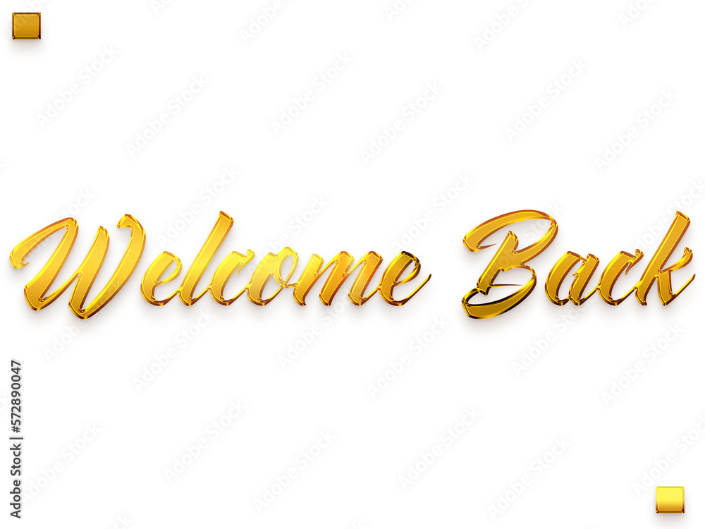 Welcome Back in Gold Text Typography Transparent PNG Stock Illustration ...