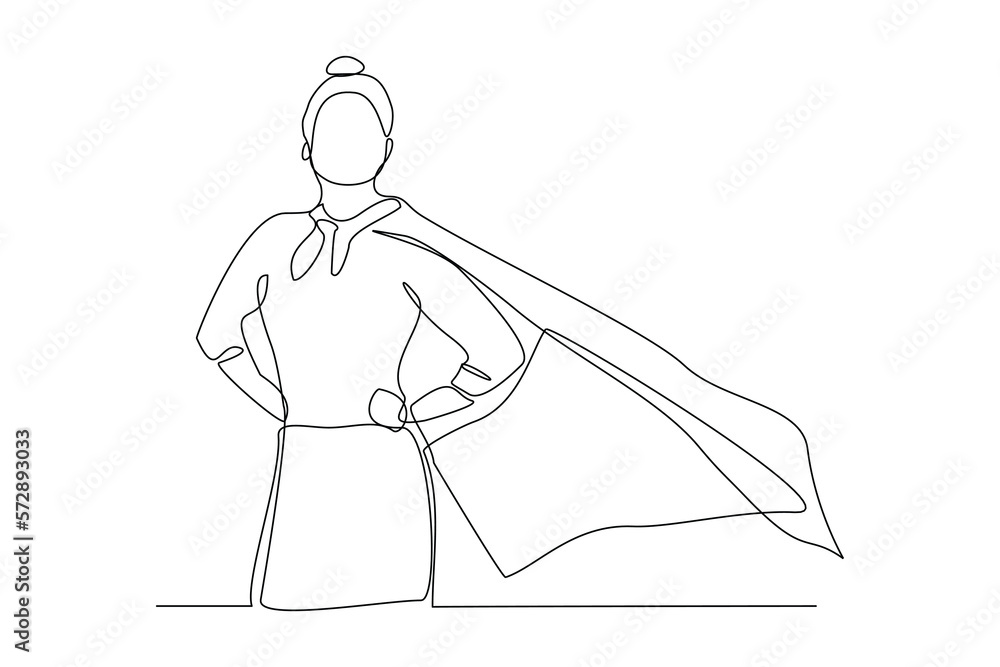 Continuous single one line drawing of standing business super hero ...